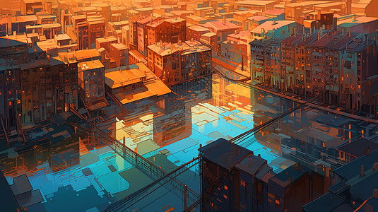 2D城市数字艺术插画图片下载-正版图片402439203-摄图网