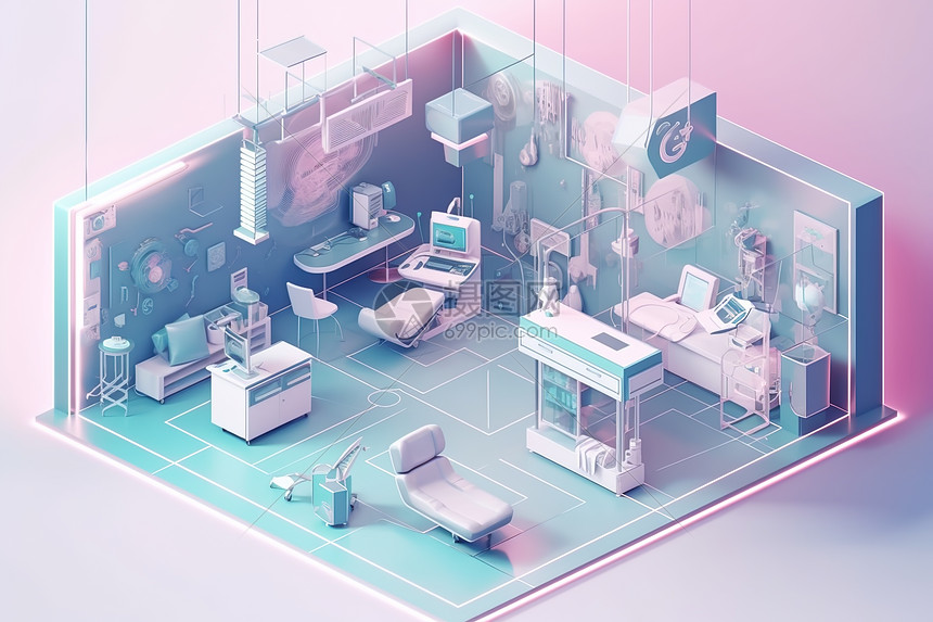 2.5D科技智能医疗保健治疗中心插画图片下载-正版图片402442145-摄图网