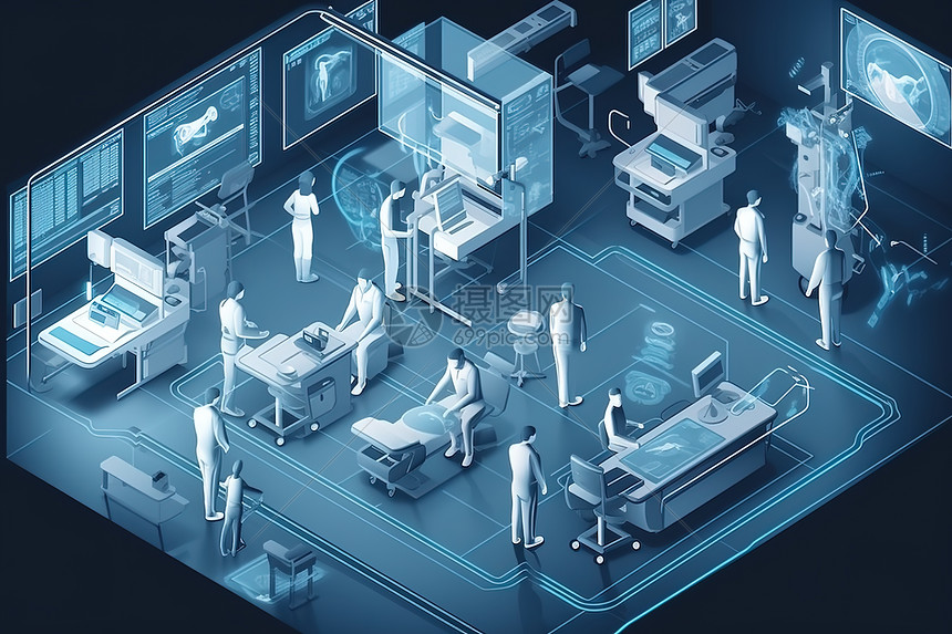 2.5D科技智能医疗保健治疗中心插画图片下载-正版图片402442149-摄图网