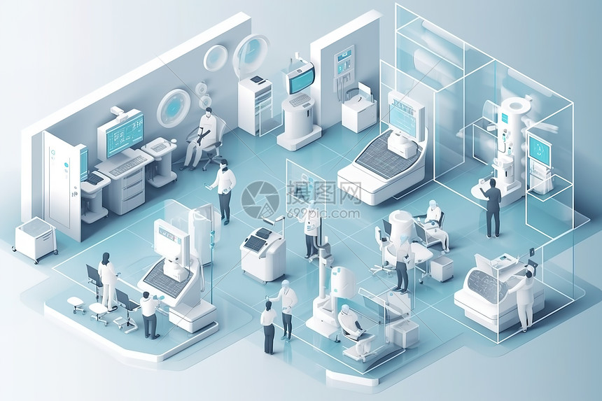 2.5D科技智能医疗保健治疗中心插画图片下载-正版图片402442155-摄图网
