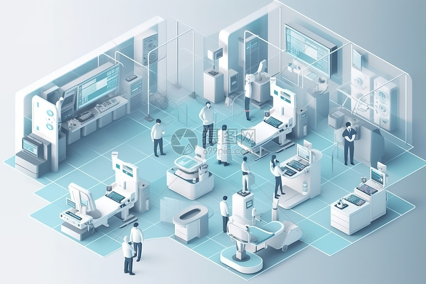 2.5D科技智能医疗保健治疗中心插画图片下载-正版图片402442156-摄图网