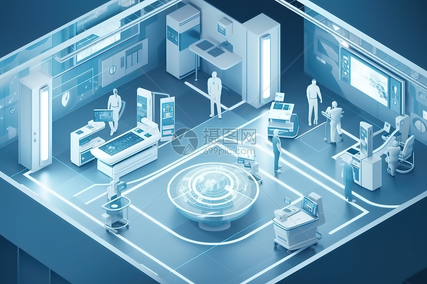 2.5D科技智能医疗保健治疗中心数字艺术插画图片下载-正版图片402442158-摄图网