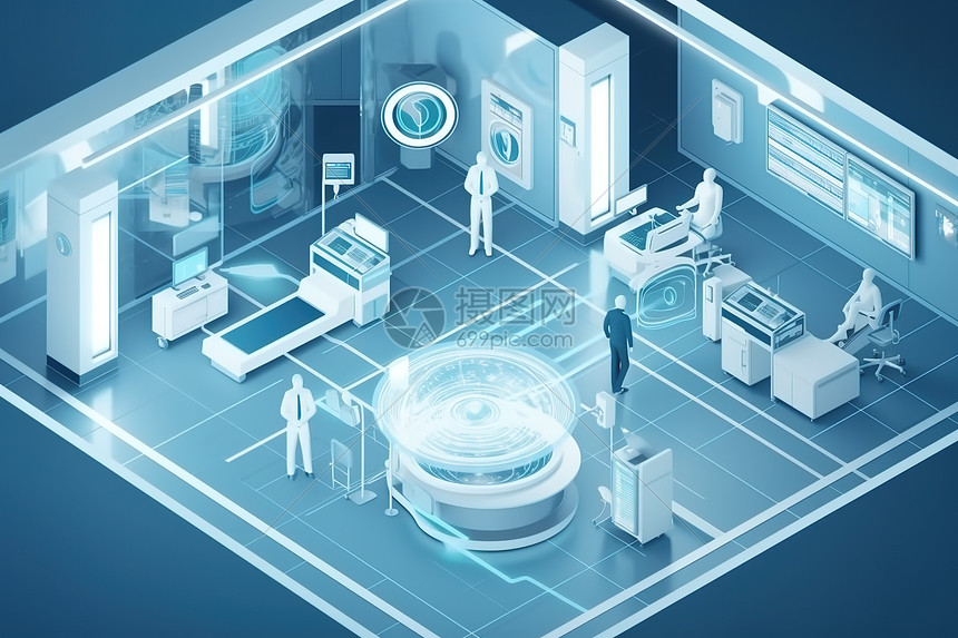 2.5D科技智能医疗保健治疗中心插画图片下载-正版图片402442159-摄图网