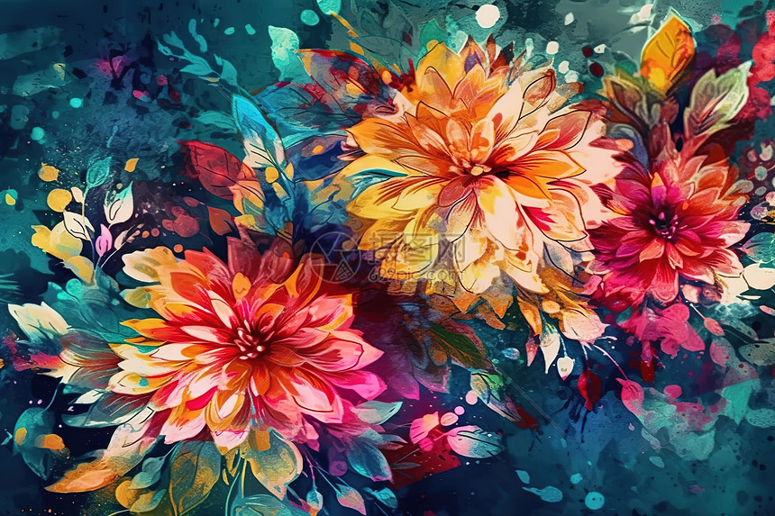 唯美水彩花朵风景插画图片下载-正版图片402444032-摄图网