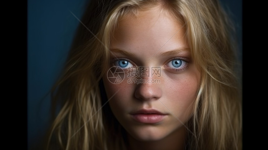 国外美女正面脸照片插画图片下载-正版图片402448235-摄图网