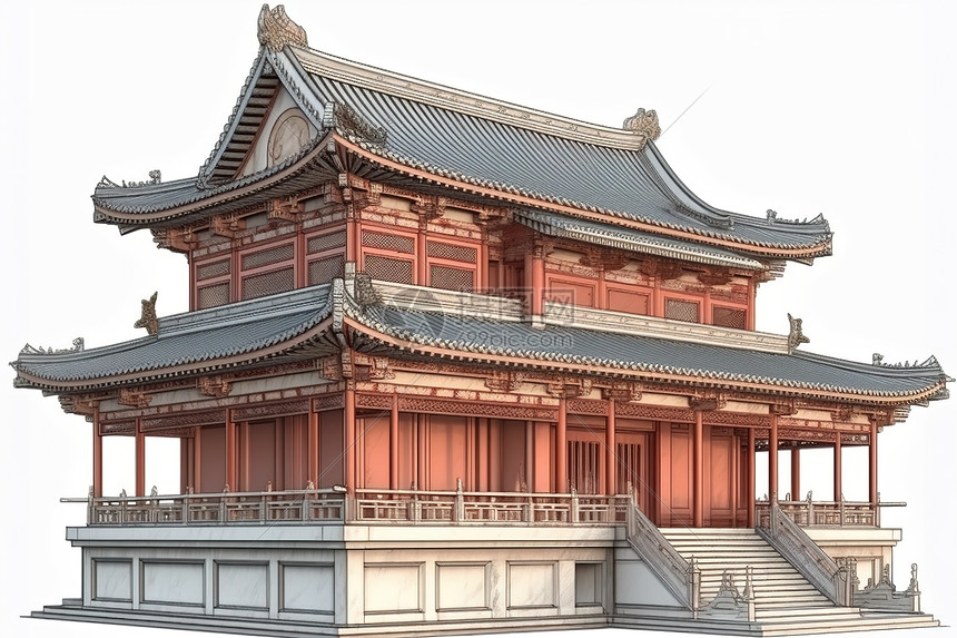 古代标志建筑物数字艺术插画图片下载-正版图片402457302-摄图网