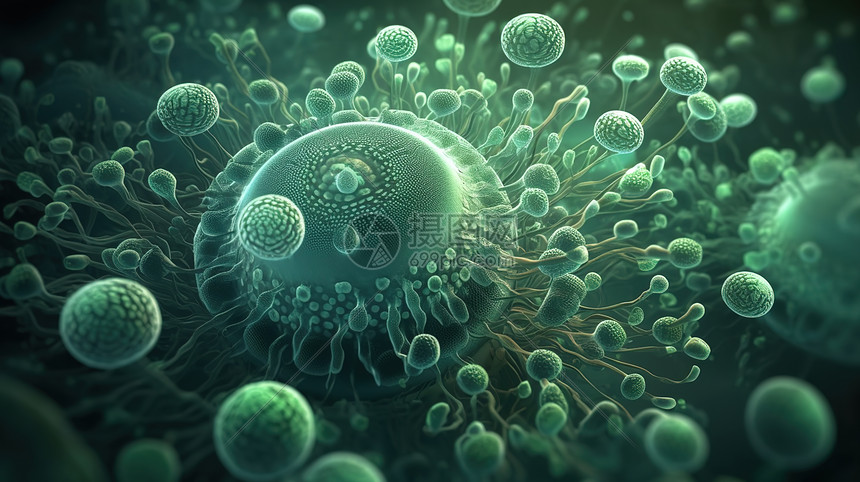 显微镜下的绿色细菌数字艺术图片素材-正版创意图片402460757-摄图网