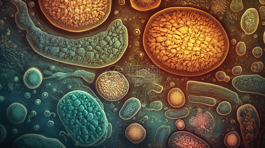 显微镜下的微生物数字艺术插画图片下载-正版图片402460912-摄图网