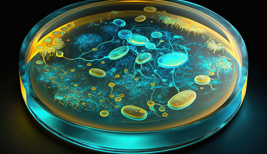 显微镜下的细菌蓝绿色数字艺术插画图片下载-正版图片402463237-摄图网