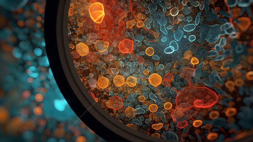 显微镜下的五彩细菌数字艺术插画图片下载-正版图片402466177-摄图网