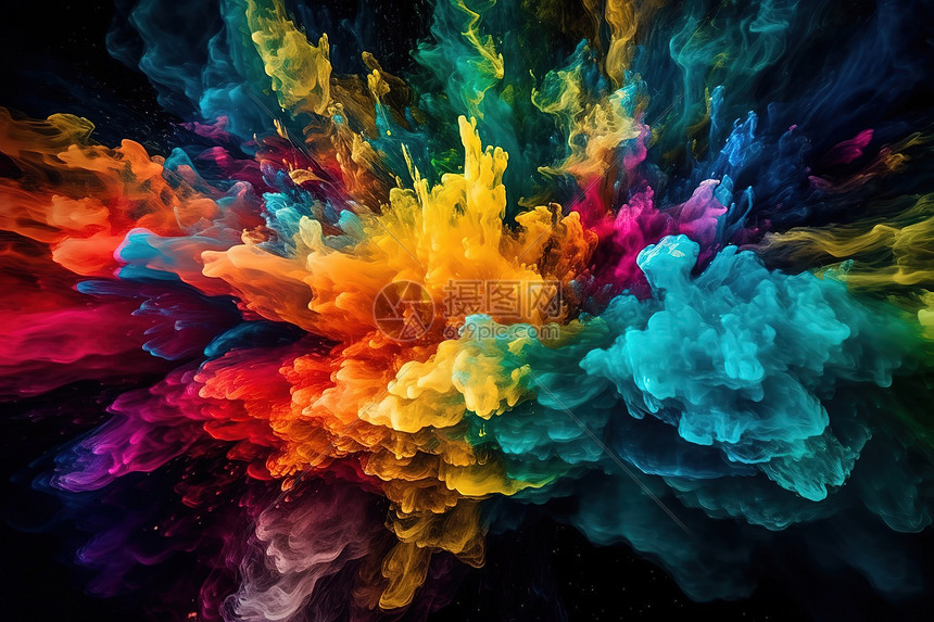 3D彩色烟雾爆炸效果插画图片下载-正版图片402467918-摄图网