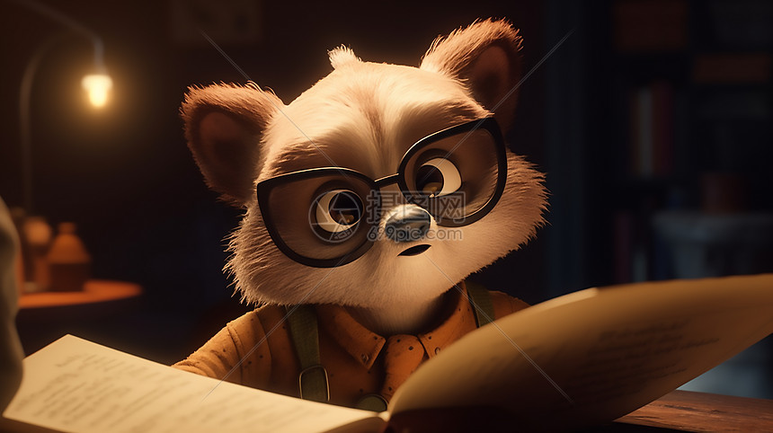 看书的动物数字艺术插画图片下载-正版图片402469433-摄图网