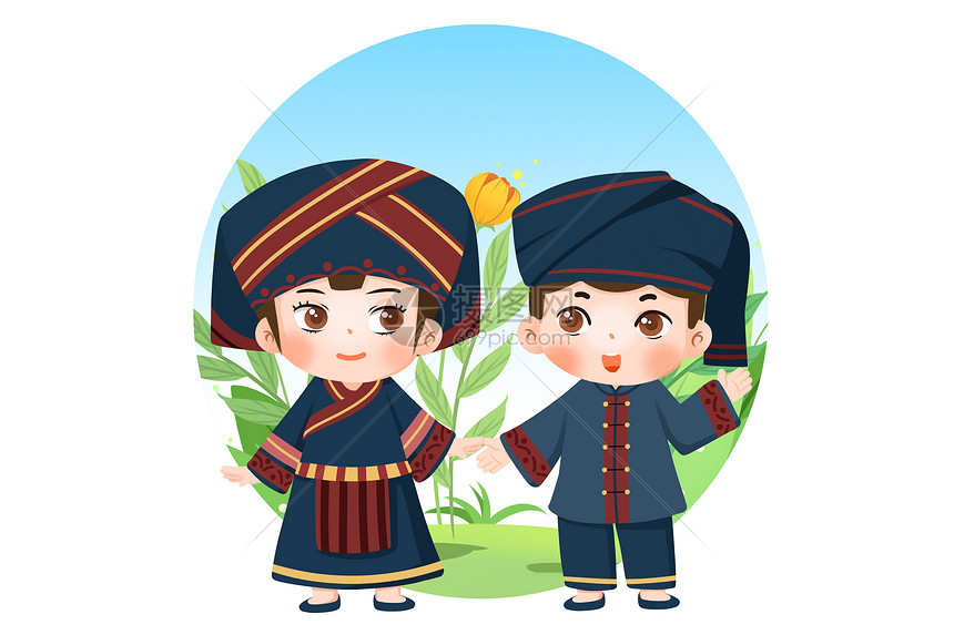 56个民族壮族插画图片下载-正版图片402470702-摄图网
