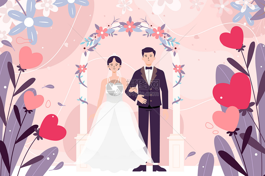520情人节婚礼插画图片下载-正版图片402471765-摄图网