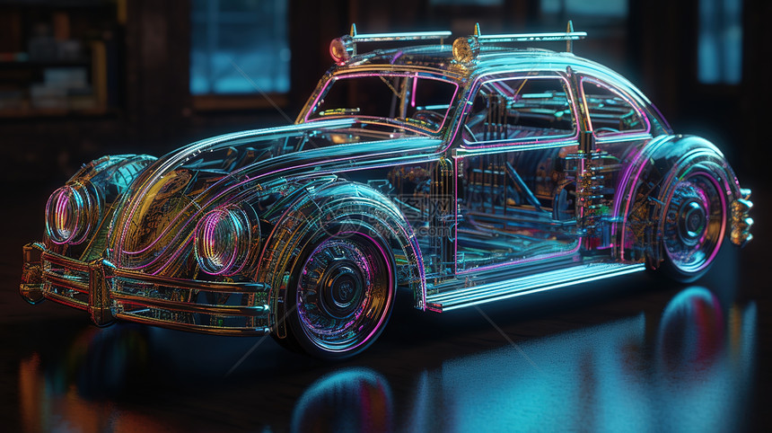 透明线条汽车模型数字艺术插画图片下载-正版图片402480357-摄图网