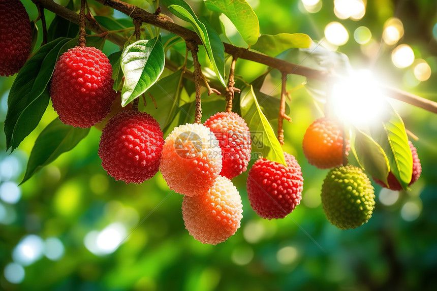 树上新鲜水果荔枝插画图片下载-正版图片402481524-摄图网