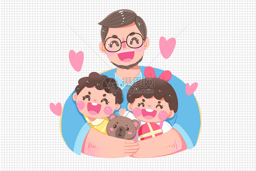手绘卡通父亲节父亲拥抱孩子插画图片下载-正版图片402486616-摄图网