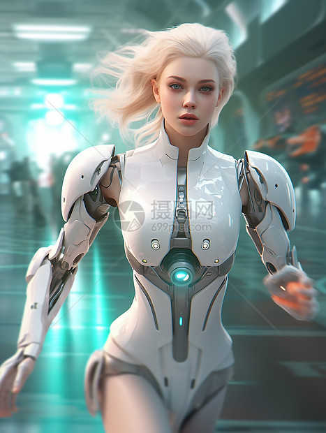 科幻女性机器人插画图片下载 正版图片402493045 摄图网