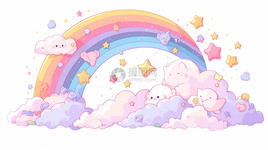 可爱的卡通彩虹插画图片下载-正版图片402501713-摄图网