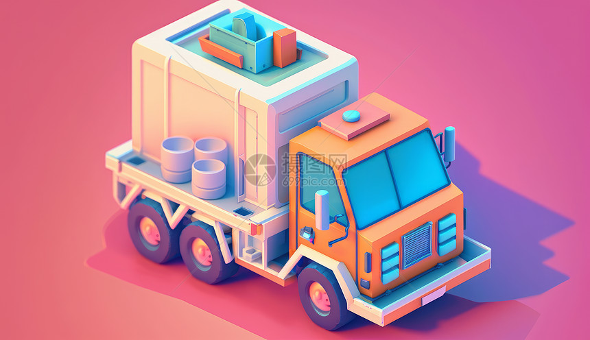 等距风立体箱式卡通卡通卡车插画图片下载-正版图片402503324-摄图网