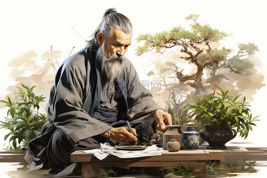 中国老中医传统医学配药插画图片下载-正版图片402507515-摄图网