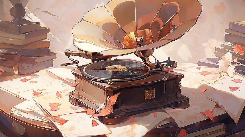 高清留声机插画插画图片下载-正版图片402509353-摄图网