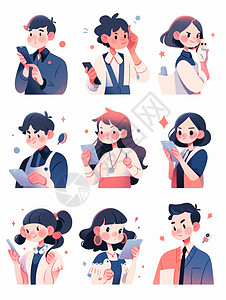 看手机插画_看手机卡通_看手机插图_手绘_板绘_摄图网