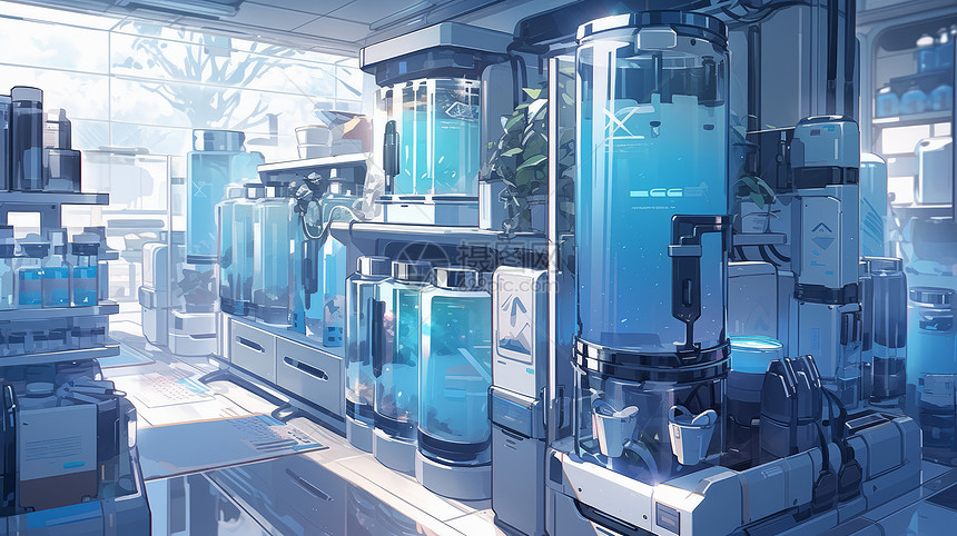 装满蓝色液体的卡通实验室插画图片下载-正版图片402517626-摄图网