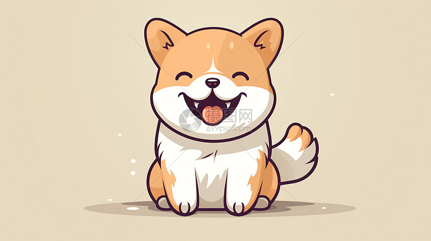 可爱的卡通小黄狗开心笑插画图片下载-正版图片402532983-摄图网