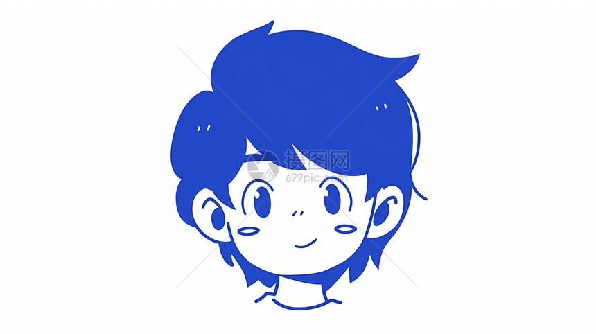 呆萌可爱的蓝色短发卡通男孩头像插画图片下载-正版图片402547316-摄图网