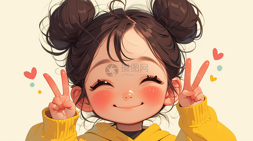 穿着黄色上衣的可爱卡通小女孩插画图片下载-正版图片402565889-摄图网