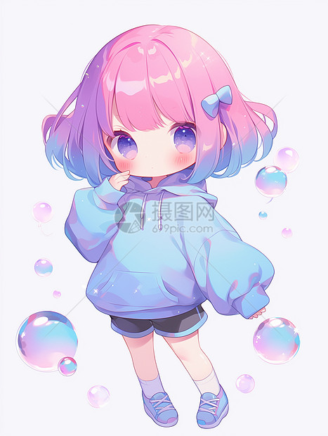 可爱的卡通小女孩穿着卫衣插画图片下载-正版图片402569939-摄图网