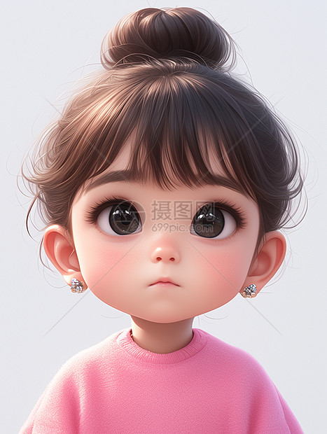 穿着粉色上衣的卡通小女孩插画图片下载-正版图片402571739-摄图网