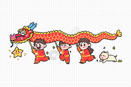 舞龙简笔画图片_舞龙简笔画素材图片大全_摄图网