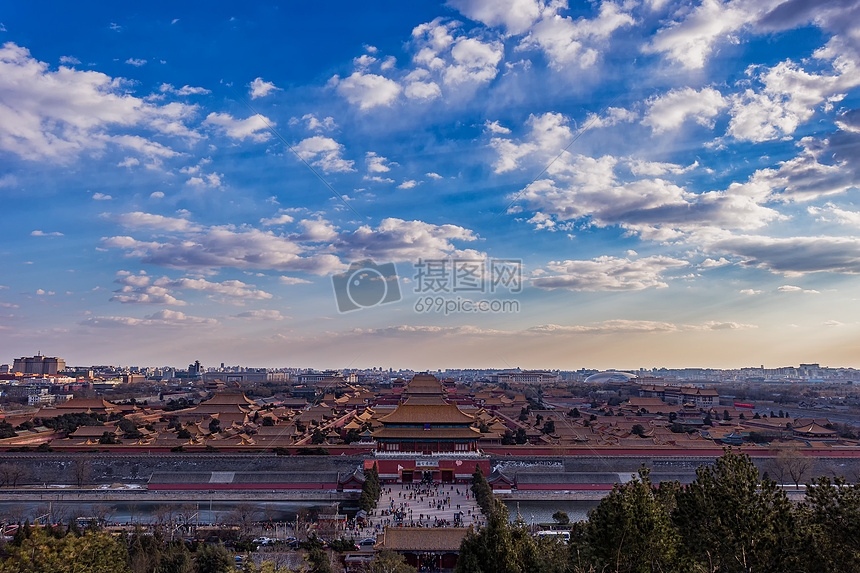 北京晴天下的故宫博物院全景高清图片下载-正版图片500340087-摄图网