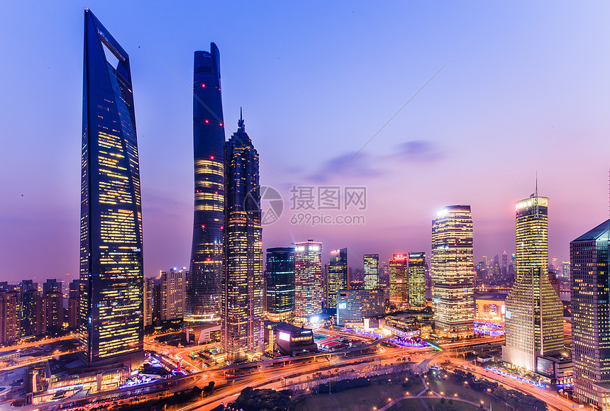 上海浦东陆家嘴夜景风光高清图片下载-正版图片500846790-摄图网