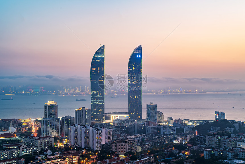 厦门地标双子塔高清图片下载-正版图片501222441-摄图网