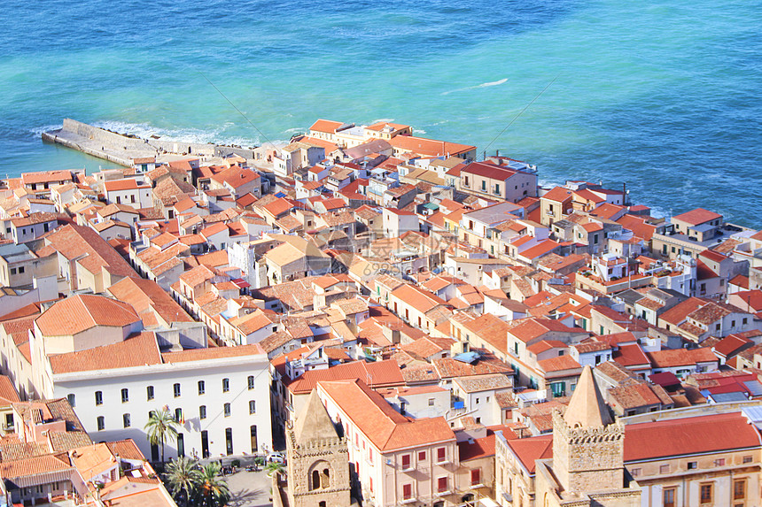 意大利西西里岛切法卢小镇高清图片下载-正版图片501317895-摄图网