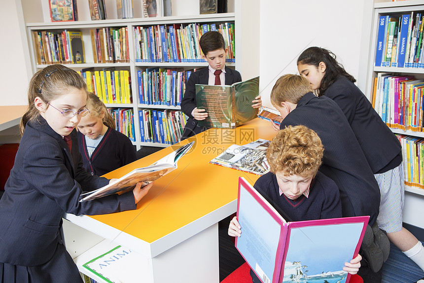 在图书馆读书的学生们高清图片下载-正版图片501449888-摄图网