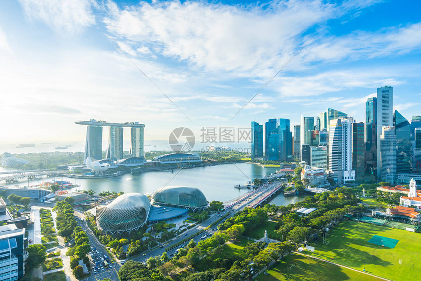 在新加坡城市天际上建造外表城景的美丽建筑高清图片下载-正版图片502593057-摄图网