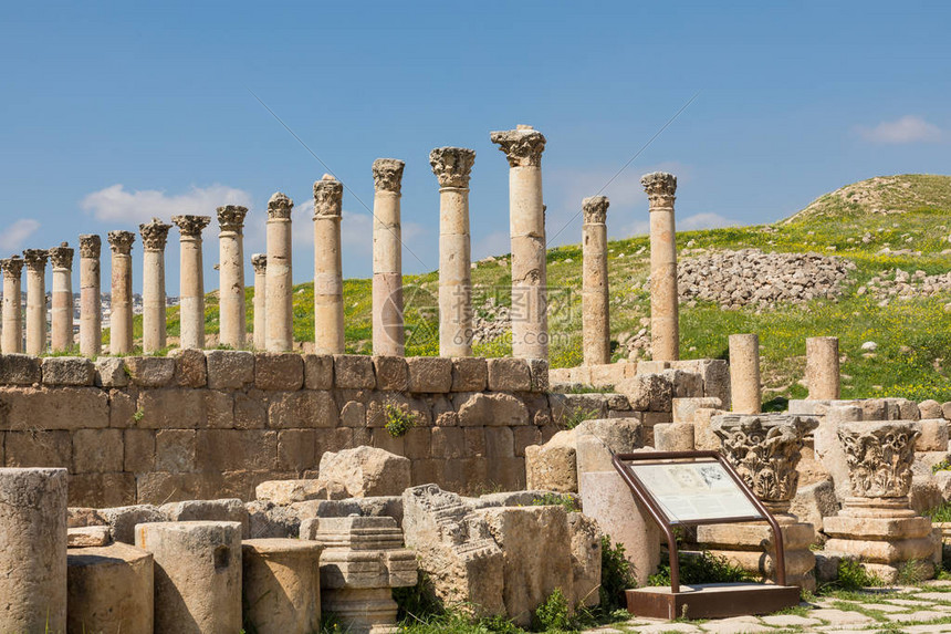 Jerash附近罗马城市GerasaJerash附近的Colonnaded街高清图片下载-正版图片502652742-摄图网