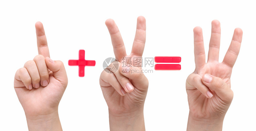 显示一加二等于三的儿童手高清图片下载-正版图片502741010-摄图网