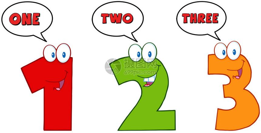 数字一二和三卡通人物与讲话泡插画图片下载-正版图片502742045-摄图网