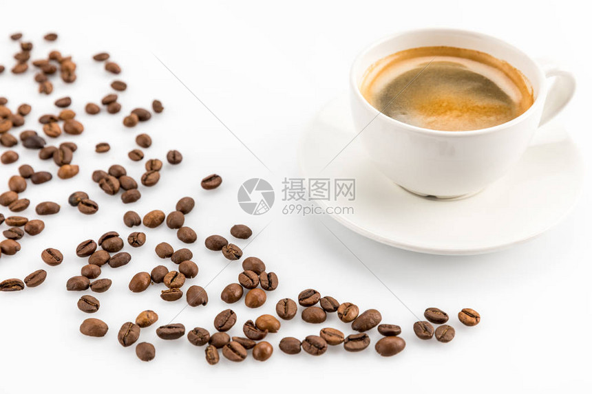 咖啡豆和一杯咖啡热咖啡高清图片下载-正版图片502884203-摄图网