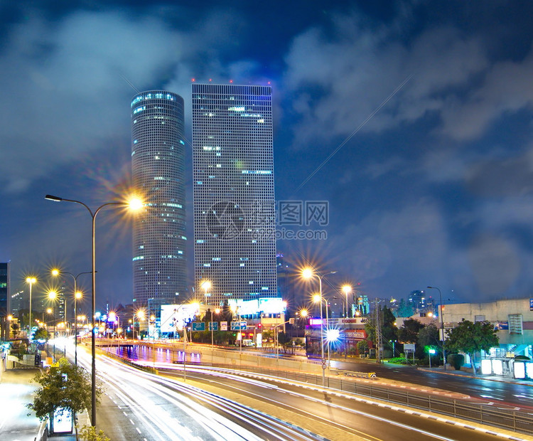 夜间特拉维夫20号公路Ayalon是夜间特拉维夫主要高速公路高清图片下载-正版图片502912250-摄图网