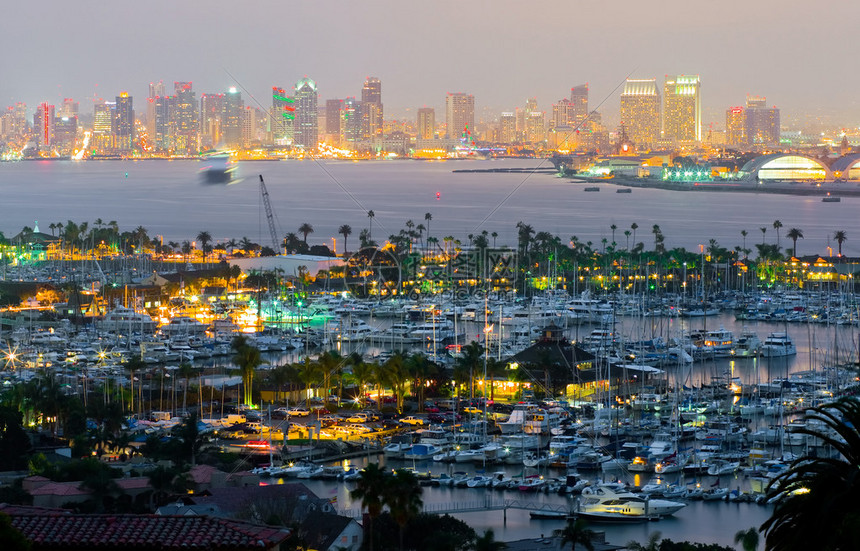 圣地亚哥的天际线在晚上高清图片下载-正版图片502916092-摄图网