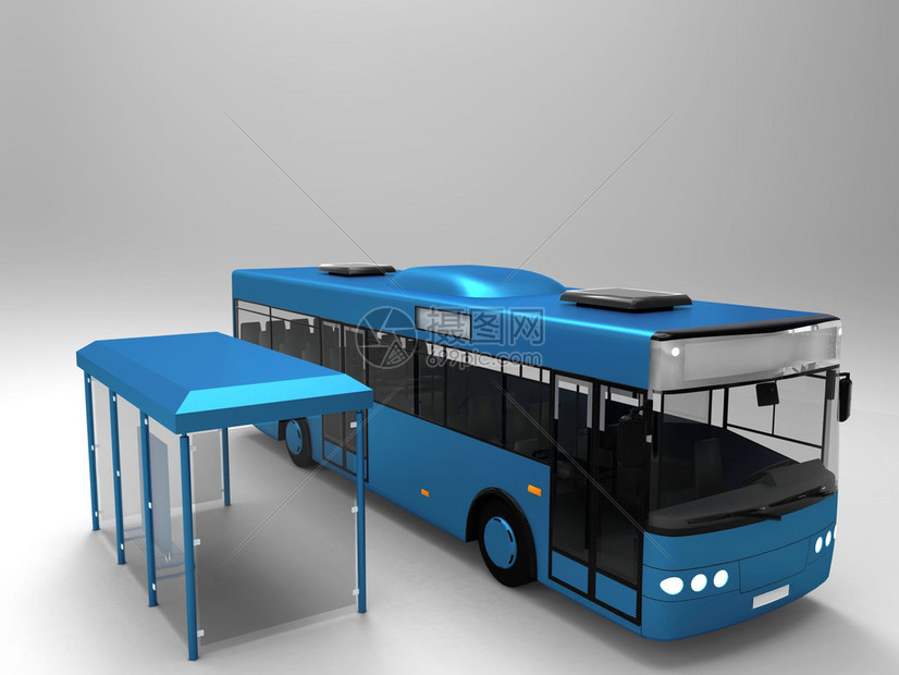 巴士站的3d插图图片素材-正版创意图片502994208-摄图网