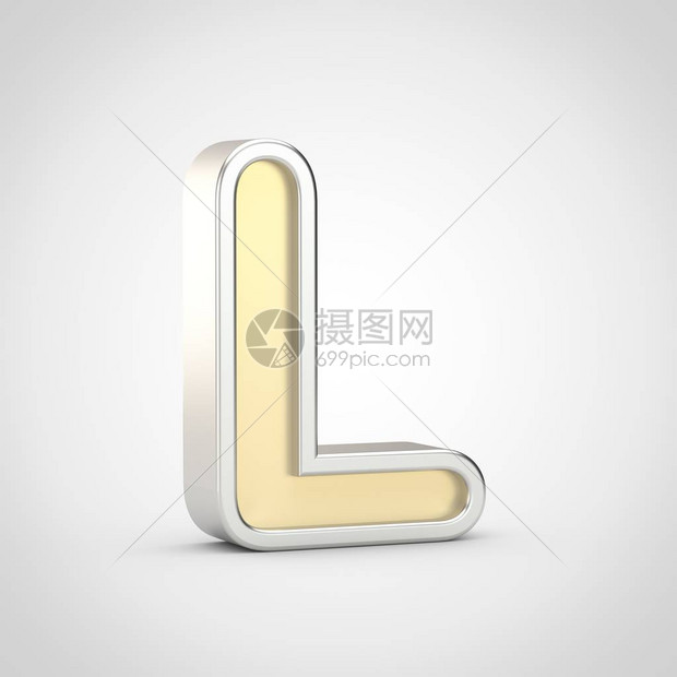 光滑字母L大写3D使金字型的银色轮廓在白色图片素材-正版创意图片502998902-摄图网