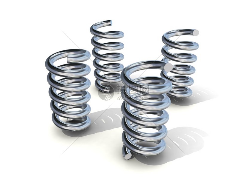 白色平面上的镀铬弹簧高清图片下载-正版图片503008780-摄图网