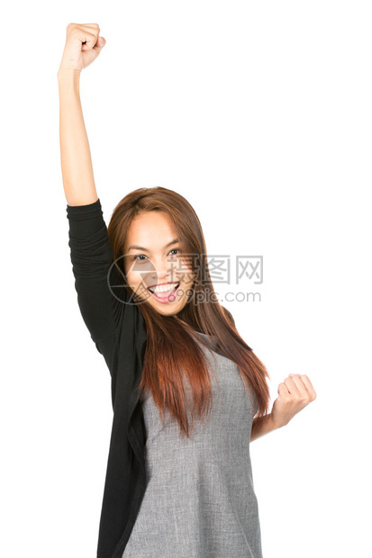 欣喜若狂的漂亮的亚洲女人穿着休闲服高清图片下载 正版图片503061125 摄图网